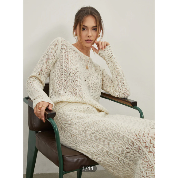Commense | Skirts | Commense Eyelet Cable Knit Two Piece Skirt Set ...